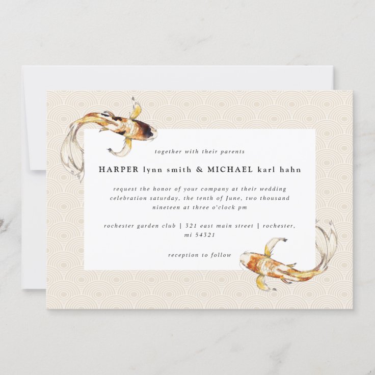 watercolor koi fish wedding invitation | Zazzle
