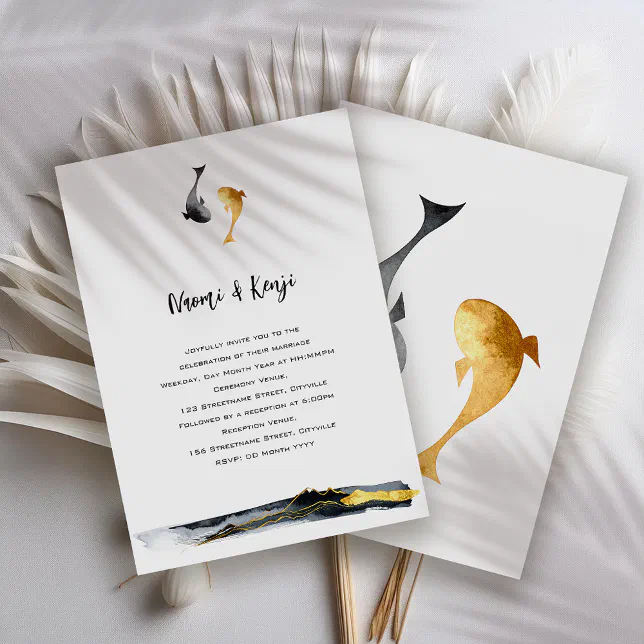 Watercolor Koi Fish Wedding Invitation | Zazzle