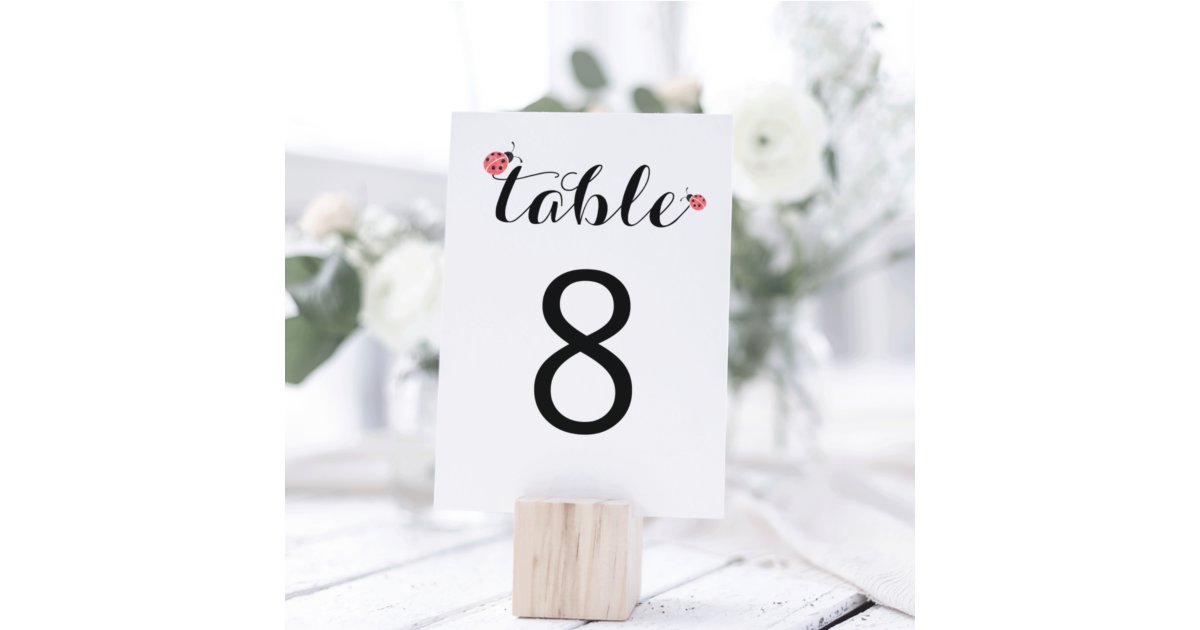 Watercolor Ladybug Baby Shower Table Numbers | Zazzle