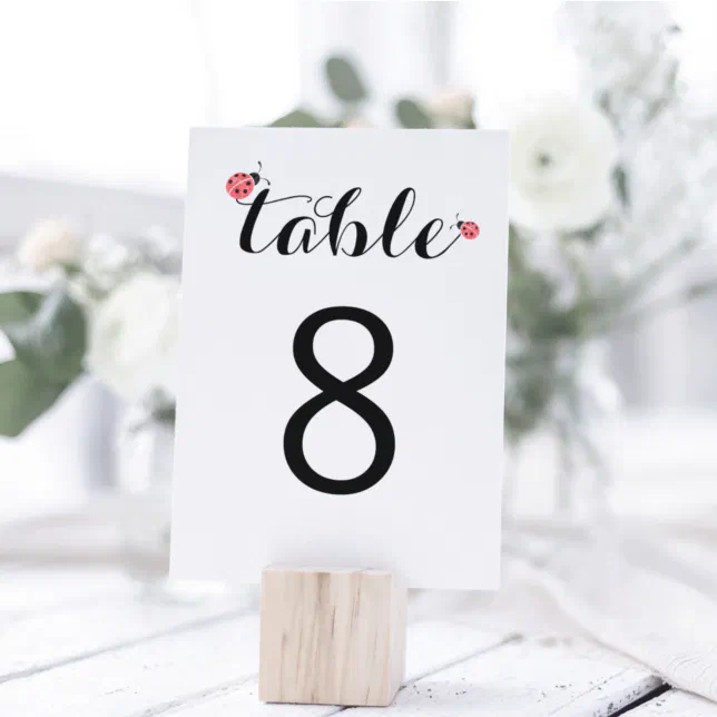 Watercolor Ladybug Baby Shower Table Numbers | Zazzle