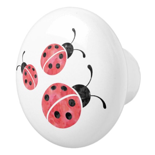 Watercolor Ladybug Ceramic Knobs | Zazzle