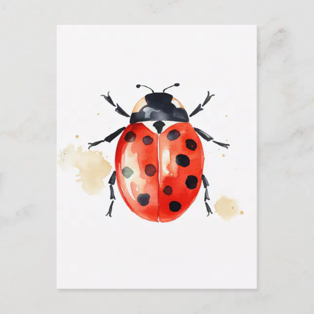 Watercolor Ladybug Postcard | Zazzle