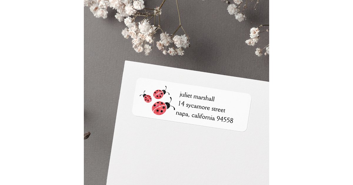 Watercolor Ladybug Return Address Labels | Zazzle