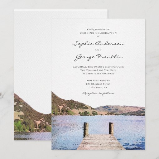 Watercolor Lake Wedding Invitation Card | Zazzle