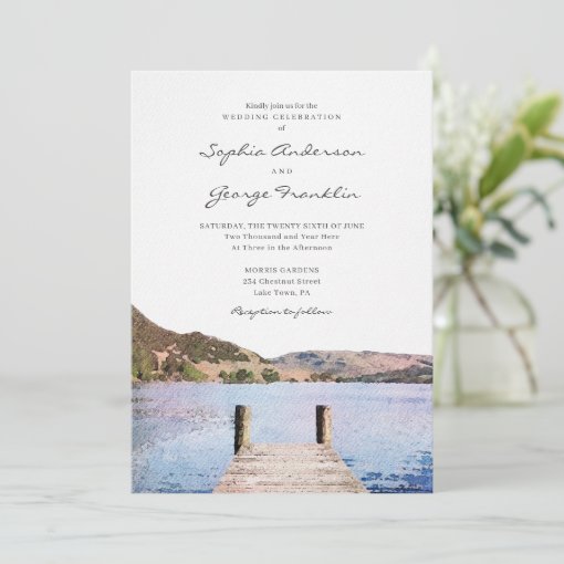 Watercolor Lake Wedding Invitation Card | Zazzle