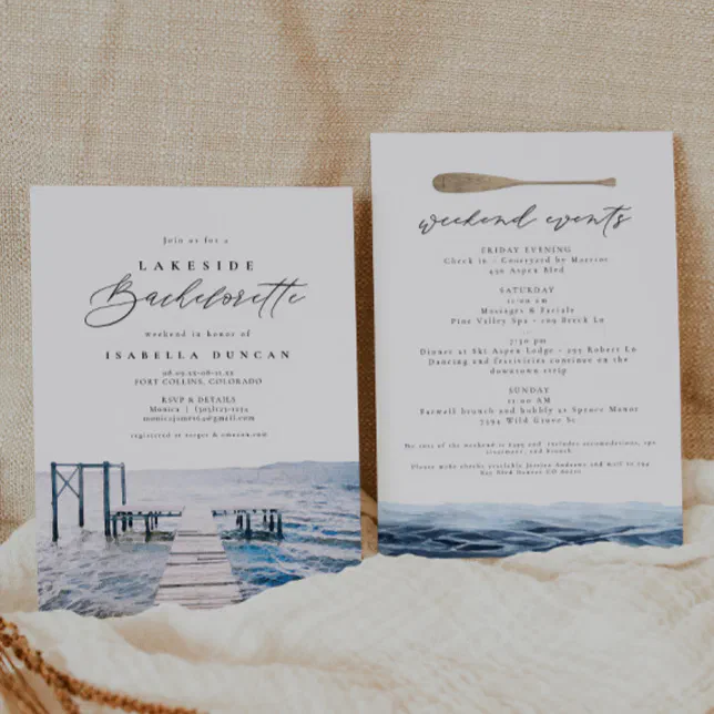 Watercolor Lakeside Bachelorette at the Lake Invitation | Zazzle