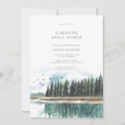 Watercolor Lakeside Elegant Bridal Shower Invitation | Zazzle