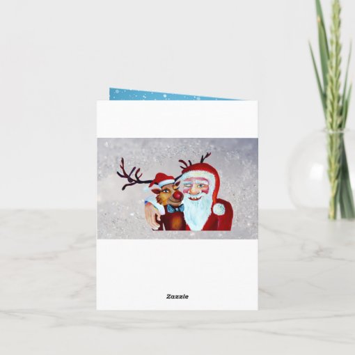 Watercolor Laughing Santa Claus Rudolf Smiling Card | Zazzle