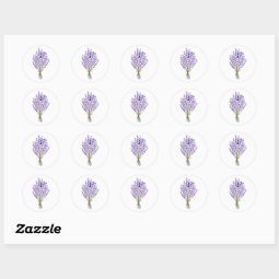 Watercolor Lavender Bouquet Classic Round Sticker | Zazzle