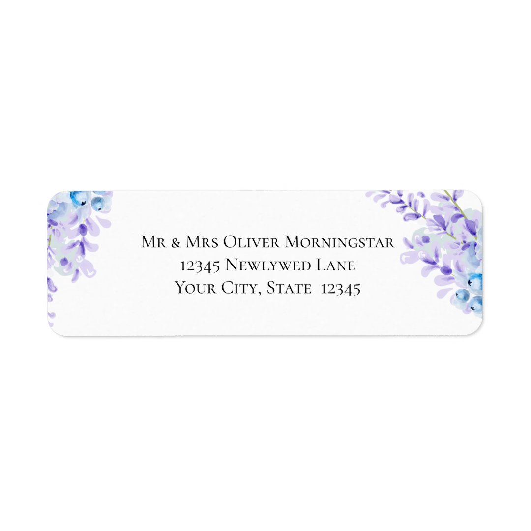 Watercolor Lavender - Dusty Blue Floral Label | Zazzle