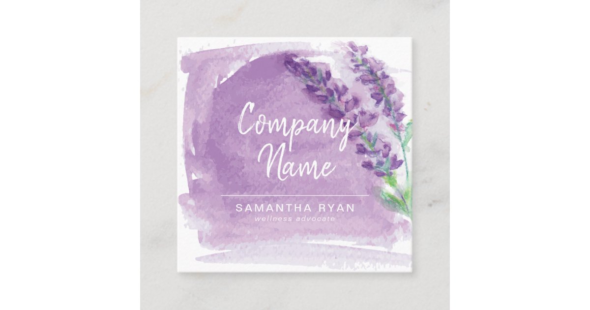 Watercolor Lavender Essential Oils Square Business Card | Zazzle