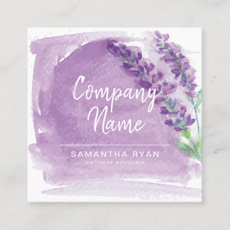 Watercolor Lavender Essential Oils Square Business Card | Zazzle