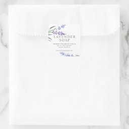 Watercolor Lavender Floral Soap Square Sticker | Zazzle