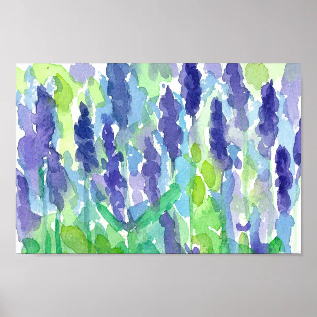 Watercolor Lavender Flowers Painting Poster | Zazzle