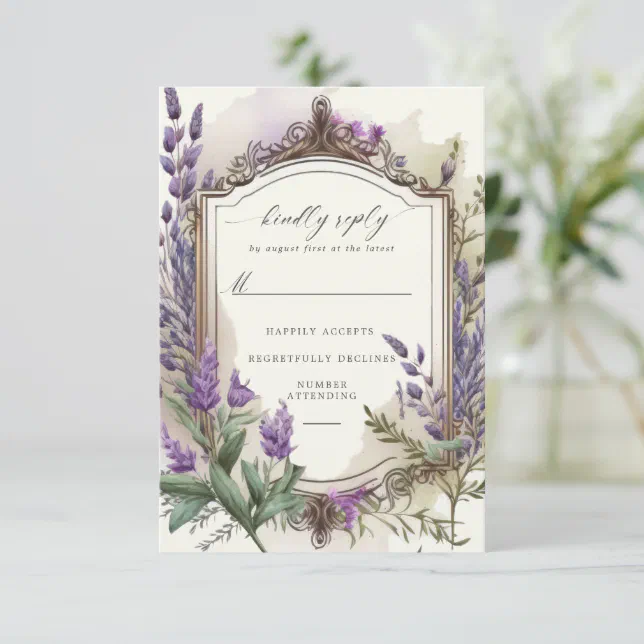 Watercolor Lavender Regal RSVP Card | Zazzle