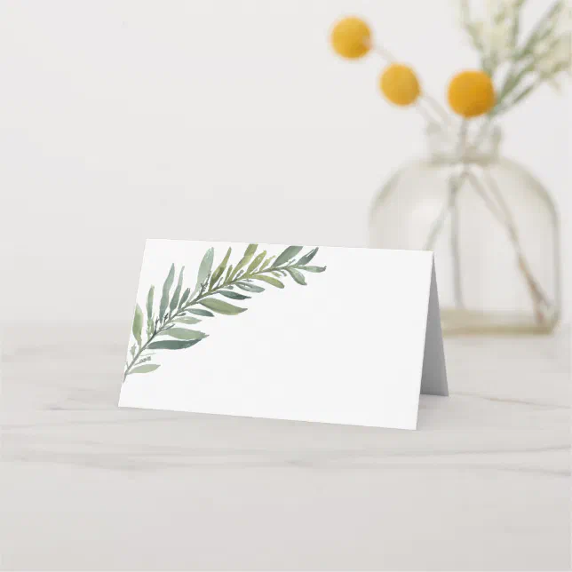 Watercolor Leafy Name Cards | Zazzle