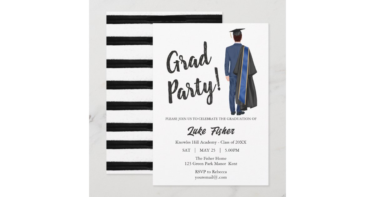 Watercolor Leavers Graduation Gown & Cap Invitation | Zazzle