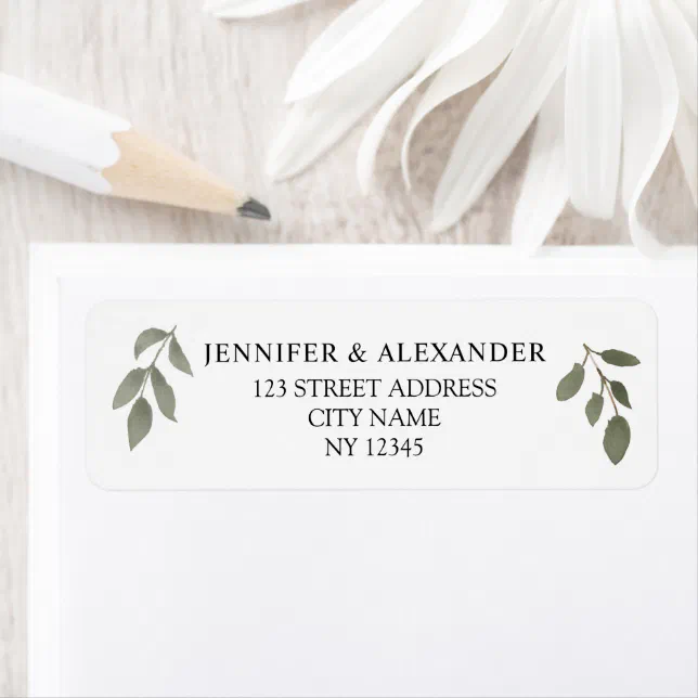 Watercolor leaves botanical elegant return address label | Zazzle