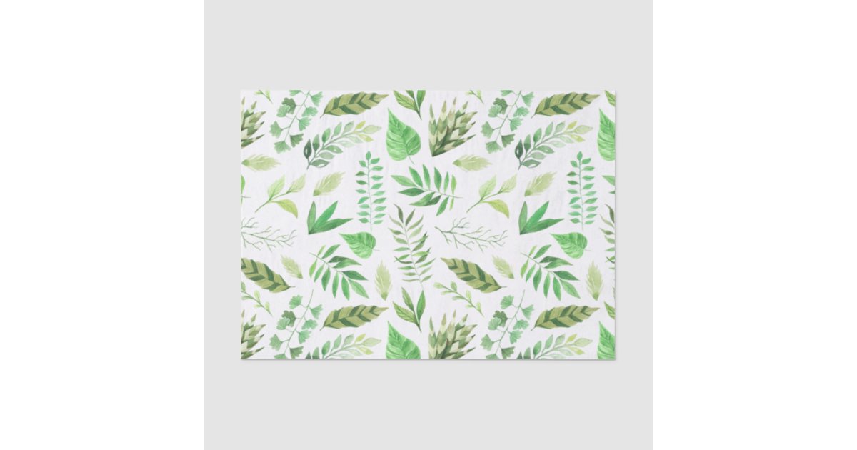 Watercolor Leaves Greenery | Tissue Paper | Zazzle