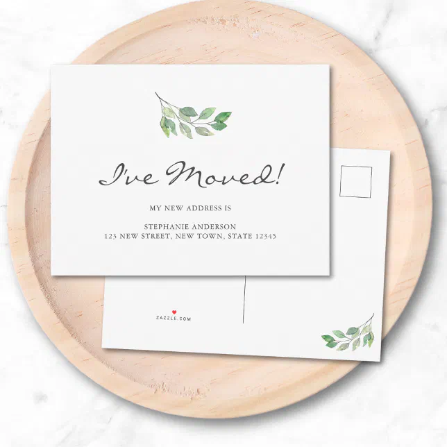 Watercolor Leaves I've Moved Moving Announcement Postcard | Zazzle