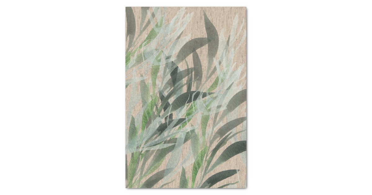 Watercolor Leaves on Tan Streaked Tissue Paper | Zazzle