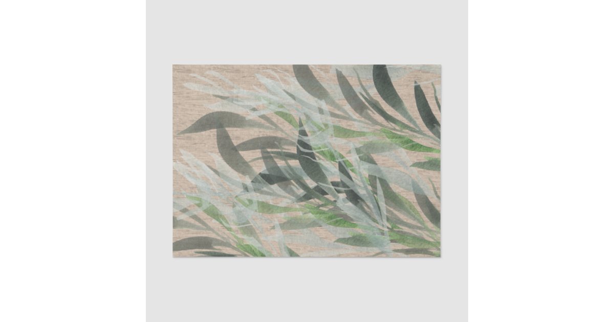 Watercolor Leaves on Tan Streaked Tissue Paper | Zazzle