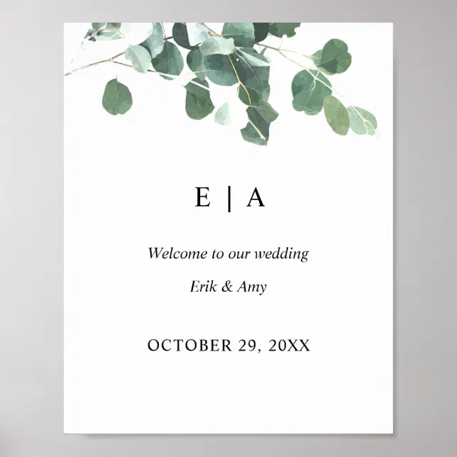Watercolor Leaves Wedding Welcome Sign | Zazzle