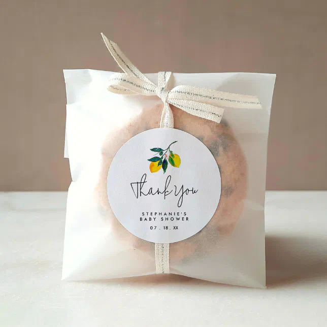 Watercolor Lemon Baby Shower Thank You Sticker | Zazzle