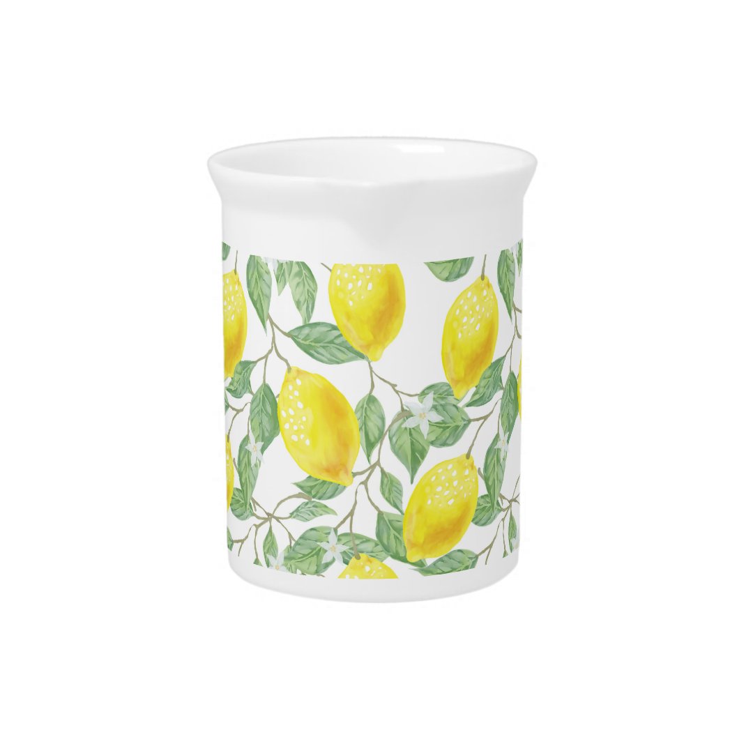 Watercolor Lemon Beverage Pitcher | Zazzle