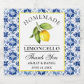 Watercolor Lemon Blue Tile Limoncello Liquor Bottle Label | Zazzle