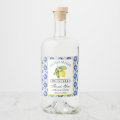 Watercolor Lemon Blue Tile Limoncello Liquor Bottle Label | Zazzle