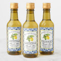 Watercolor Lemon Blue Tile Limoncello Mini Labels | Zazzle