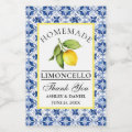 Watercolor Lemon Blue Tile Limoncello Mini Labels | Zazzle