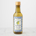 Watercolor Lemon Blue Tile Limoncello Mini Labels | Zazzle