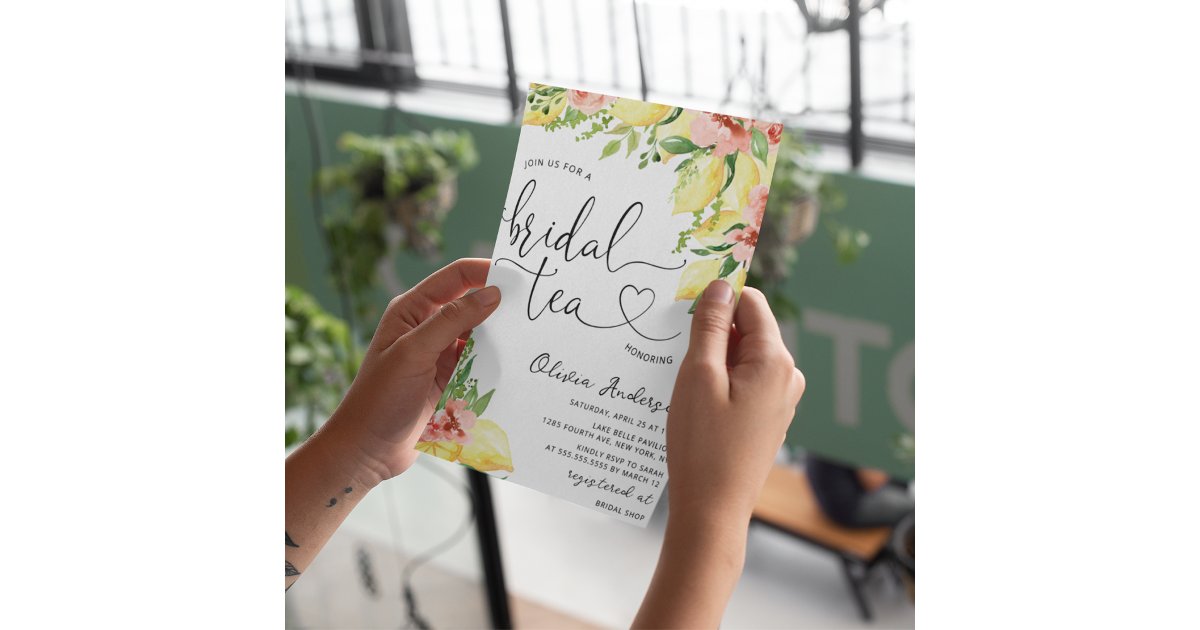 Watercolor Lemon Bridal Tea Party Invitation | Zazzle