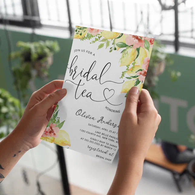 Watercolor Lemon Bridal Tea Party Invitation | Zazzle