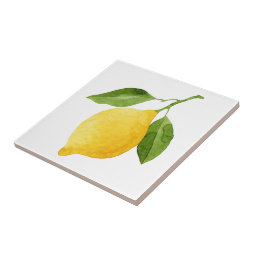 Watercolor lemon ceramic tile | Zazzle