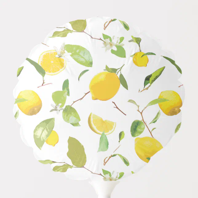 Watercolor Lemon & Leaves 2 Balloon | Zazzle