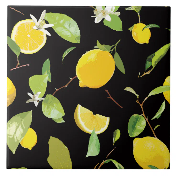 Watercolor Lemon & Leaves Ceramic Tile | Zazzle