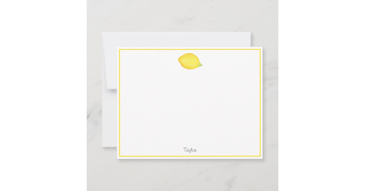 Watercolor Lemon Note Card | Zazzle