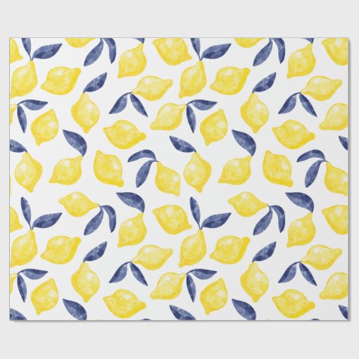Watercolor Lemon Pattern Citrus Wrapping Paper | Zazzle