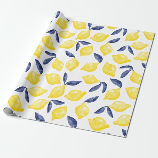 Watercolor Lemon Pattern Citrus Wrapping Paper | Zazzle