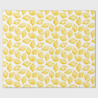 Watercolor Lemon Pattern Citrus Wrapping Paper | Zazzle