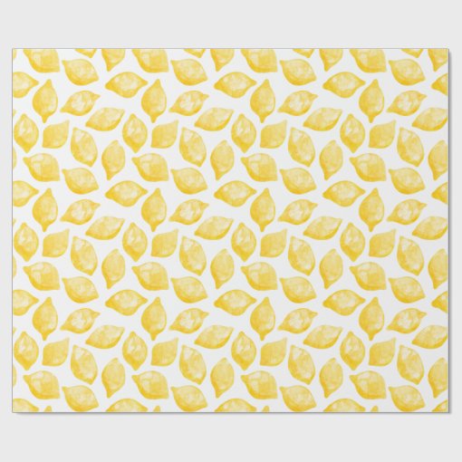 Watercolor Lemon Pattern Citrus Wrapping Paper | Zazzle
