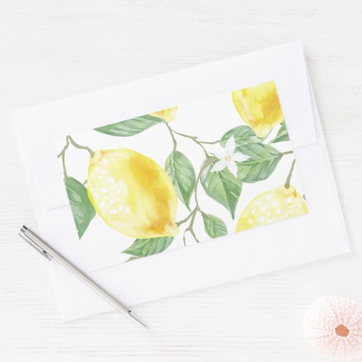 Watercolor Lemon Rectangular Sticker | Zazzle
