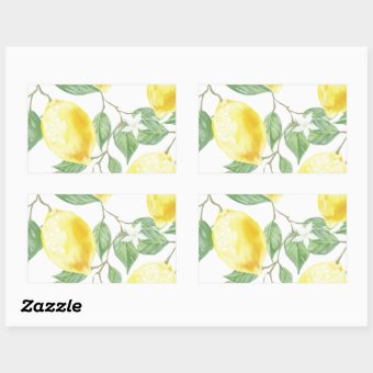 Watercolor Lemon Rectangular Sticker | Zazzle