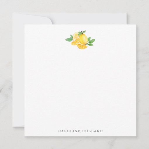Watercolor Lemon Simple Personalized Stationery Note Card | Zazzle