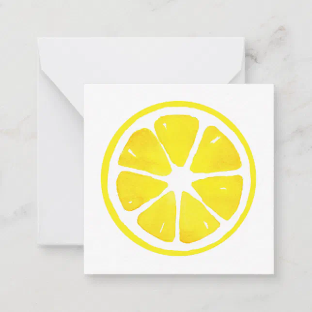 Watercolor Lemon Slice Note Card | Zazzle