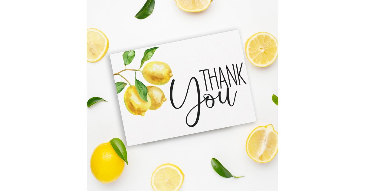 Watercolor Lemon Thank You Card | Zazzle