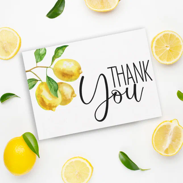 Watercolor Lemon Thank You Card | Zazzle